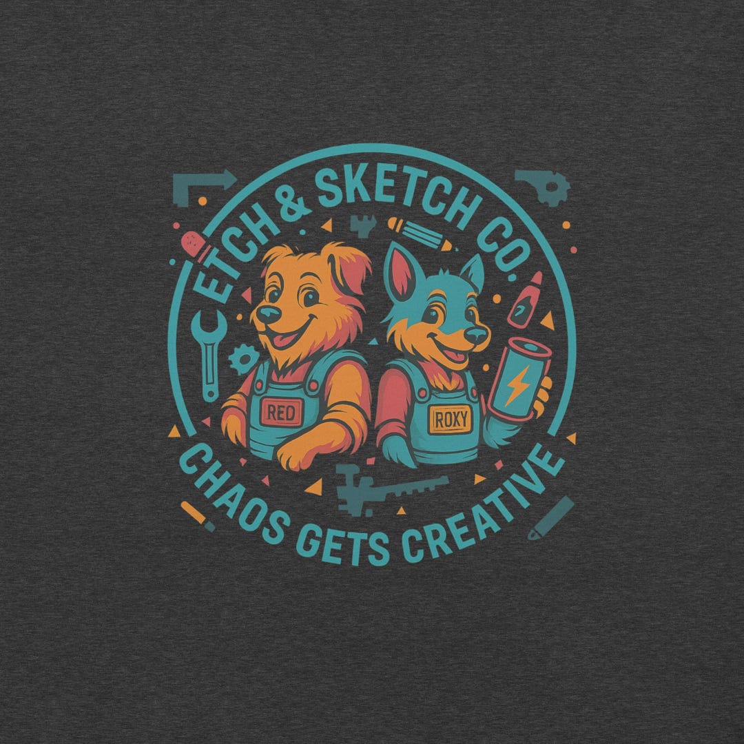 ADHD Mascot Duo Shirt • Red & Roxy Creative Chaos Tee • Neurodivergent ...