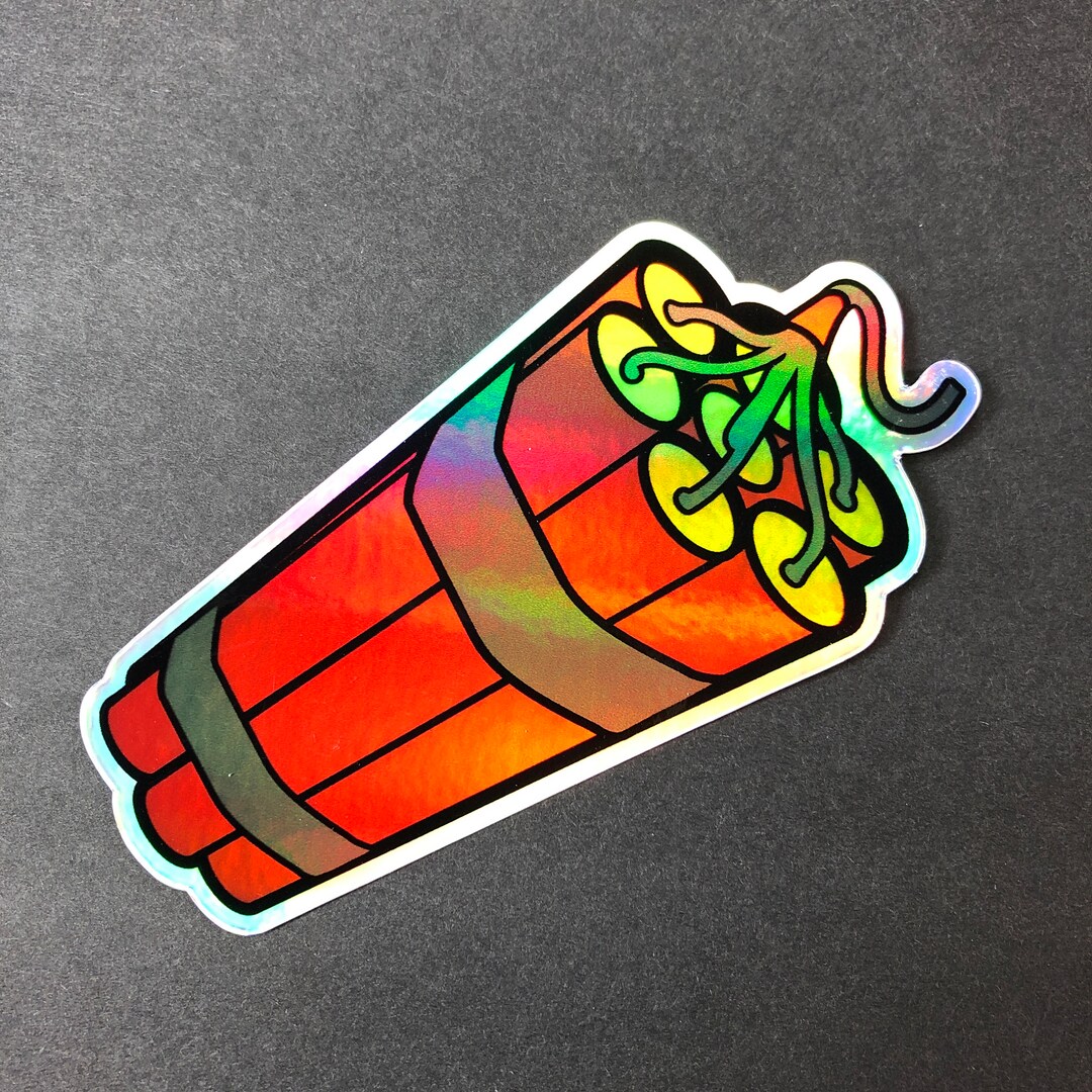 Retro Dynamite Iridescent Sticker Decal Laptop Anarchist Handbook ...