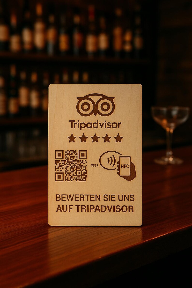 Custom Tripadvisor QR Code Review Sign Wood Stand Personalized Laser ...