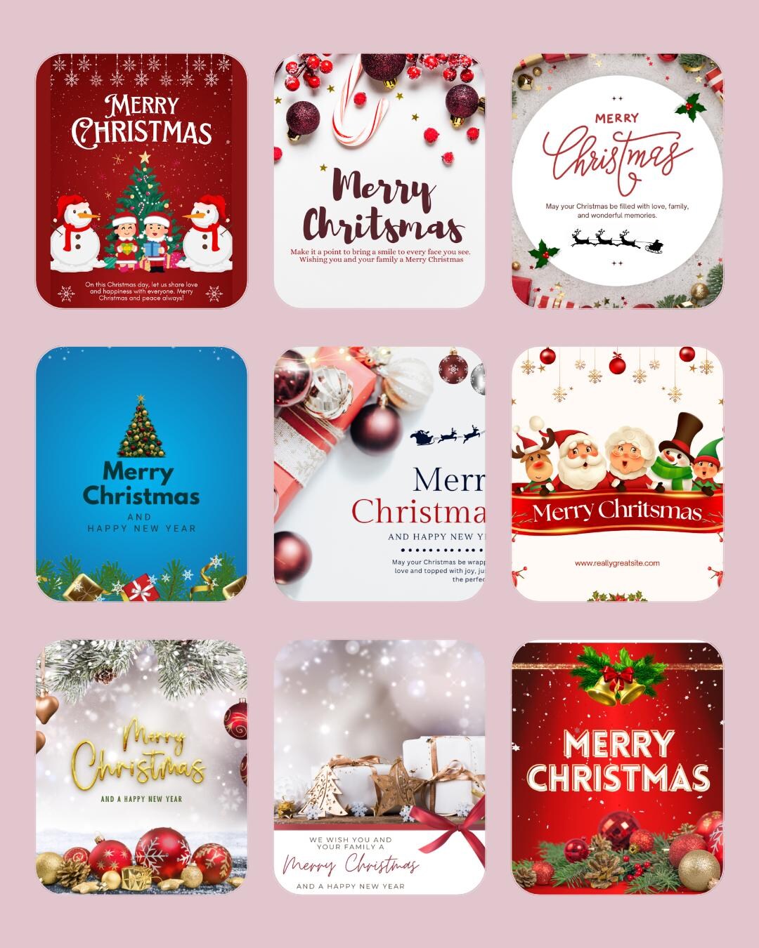 Editable Christmas Cards Bundle | Minimalist Illustrated Holiday ...