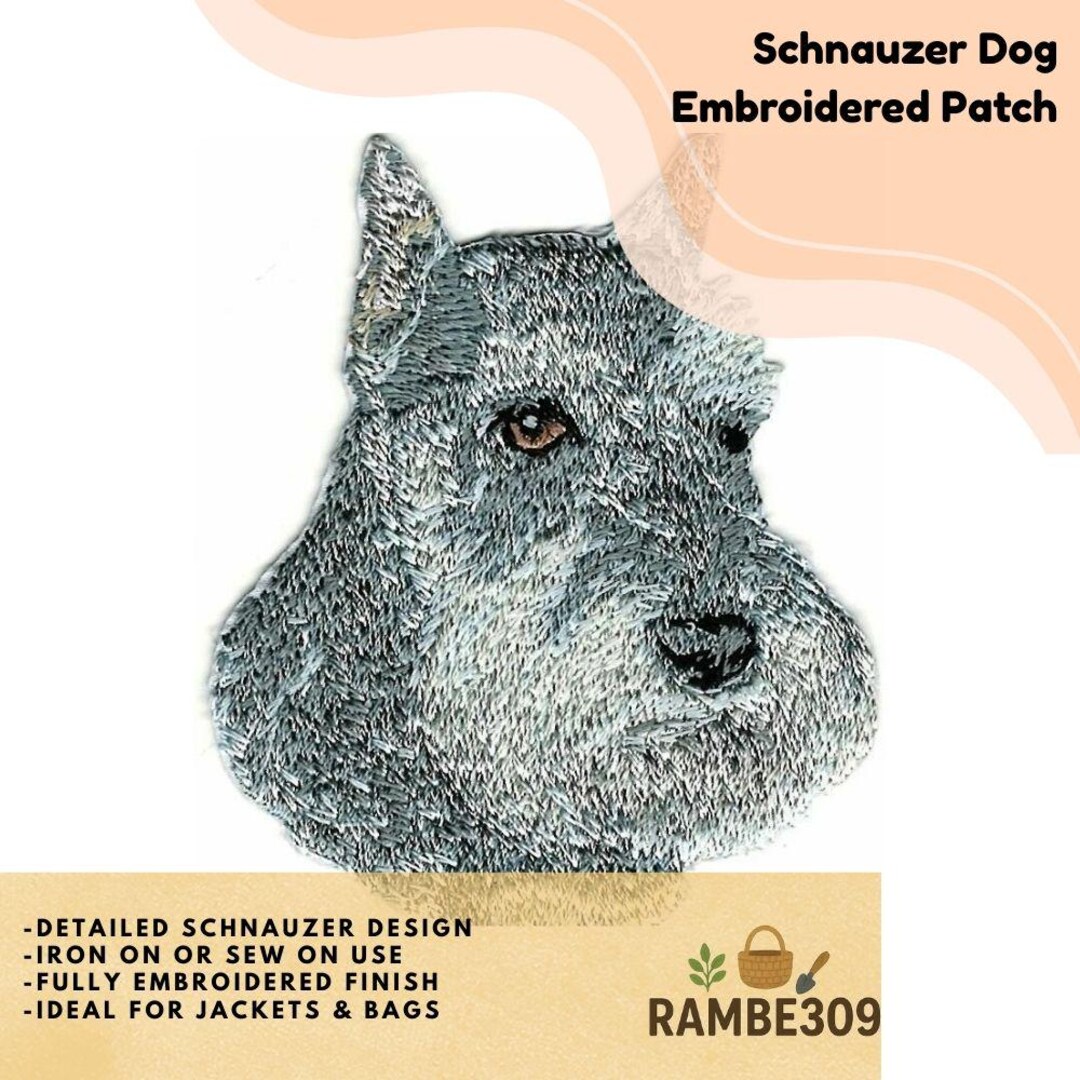 2.75" Embroidered Schnauzer Dog Patch, Gray Iron on Sew on Applique - Etsy