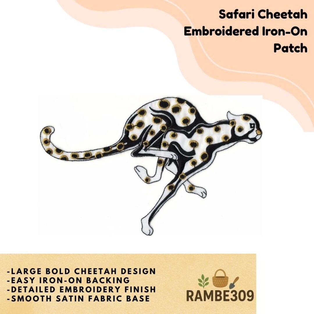 8.75" Safari Cheetah Embroidered Iron-on Patch - Etsy