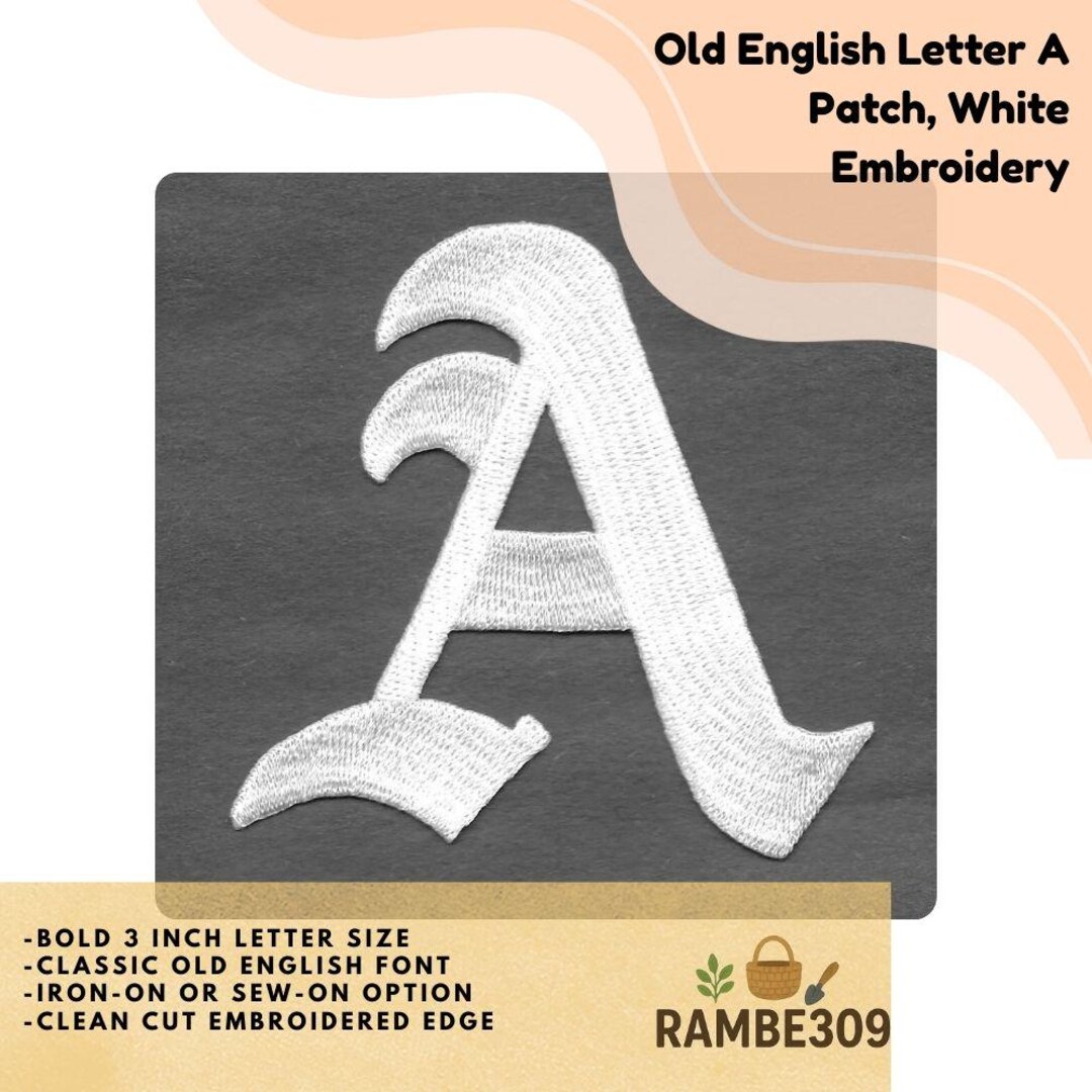 3" White Embroidered Old English Letter A Patch, Iron-on Sew-on - Etsy