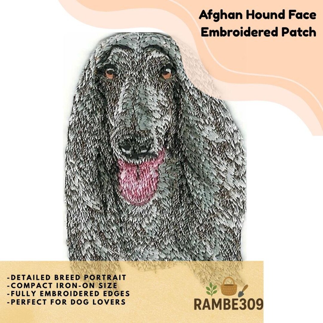 1.75" X 2.6" Embroidered Afghan Hound Face Patch, Iron-on - Etsy