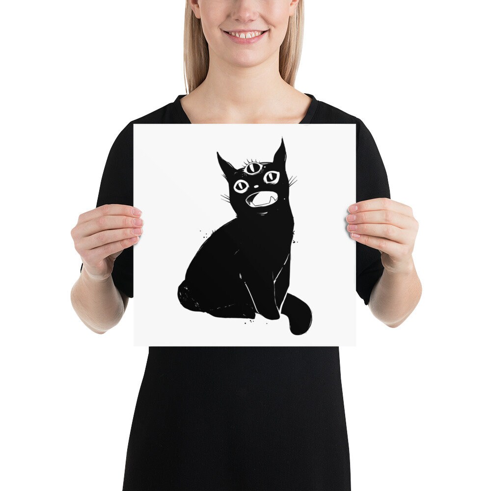 Third Eye Black Cat Art Print Poster, Creepy Cute Kawaii Artwork - Etsy
