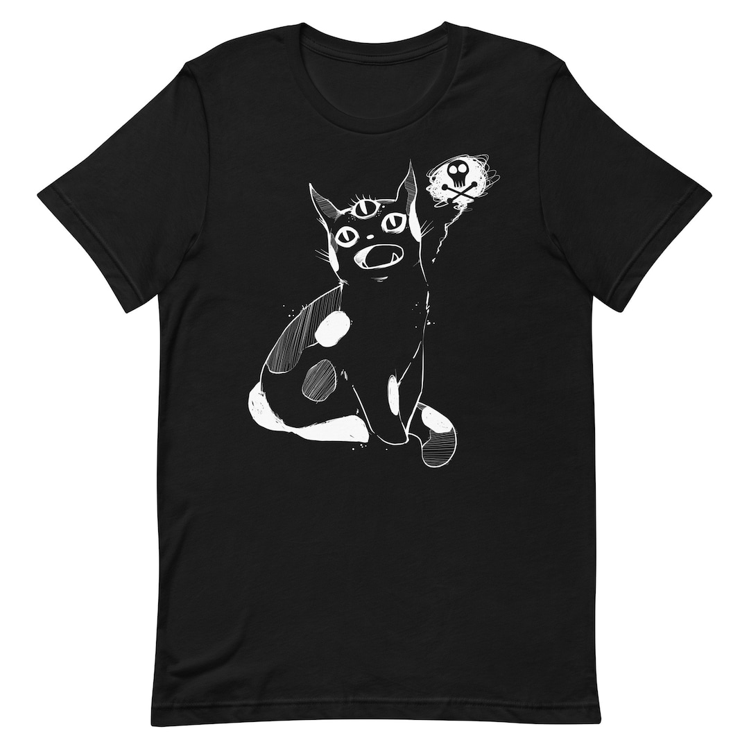 Strange Cat Shirt, Goth Clothing, Graphic Tee, Unisex Grunge Tshirt ...