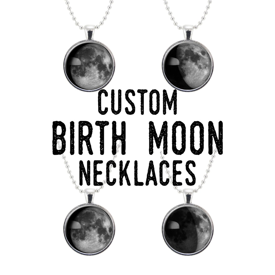 Custom Birth Moon Necklace Personalized Moon Phases Jewelry | Etsy