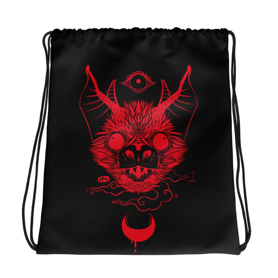 Bat Drawstring Bag, Halloween Goth Purse Backpack - Etsy