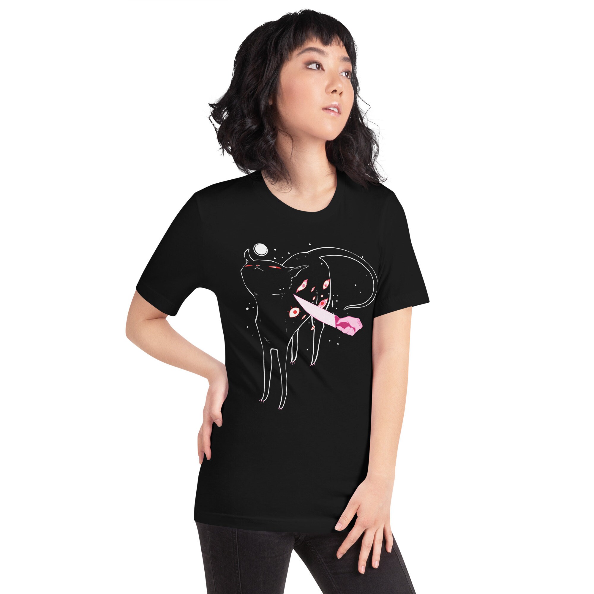 Black Cat T-shirt, Goth Witch Aesthetic Tee, Alt Fashion Clothing ...