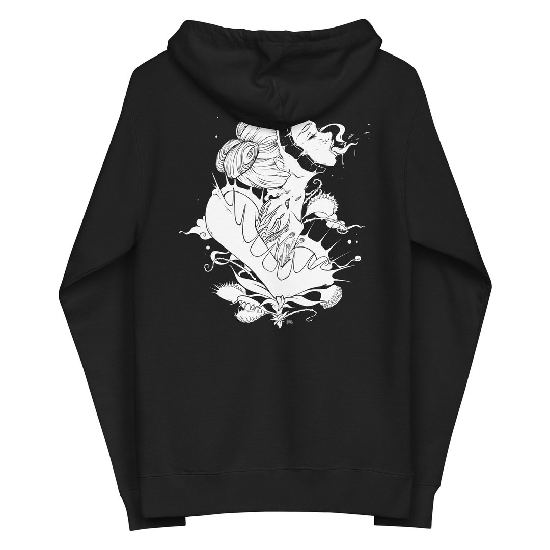 Venus Fly Trap Girl Fleece Zip up Hoodie, Goth Emo Weirdcore Aesthetic ...