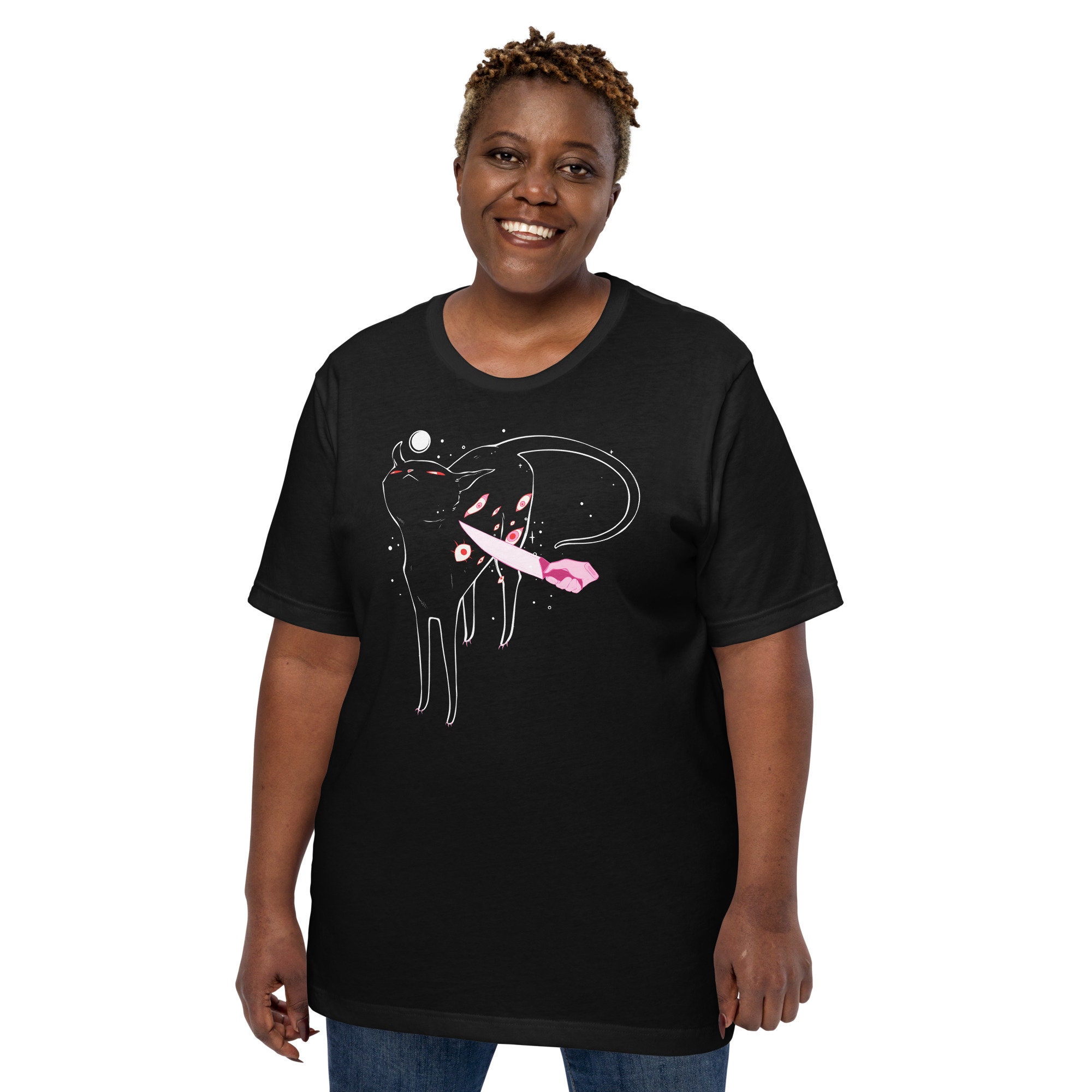 Black Cat T-shirt, Goth Witch Aesthetic Tee, Alt Fashion Clothing ...