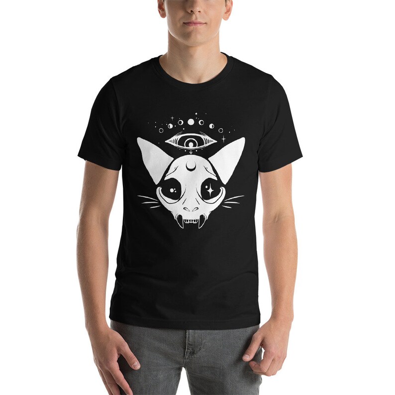 Cat Skull Third Eye T-shirt, Goth Grunge Aesthetic Graphic Tee - Etsy