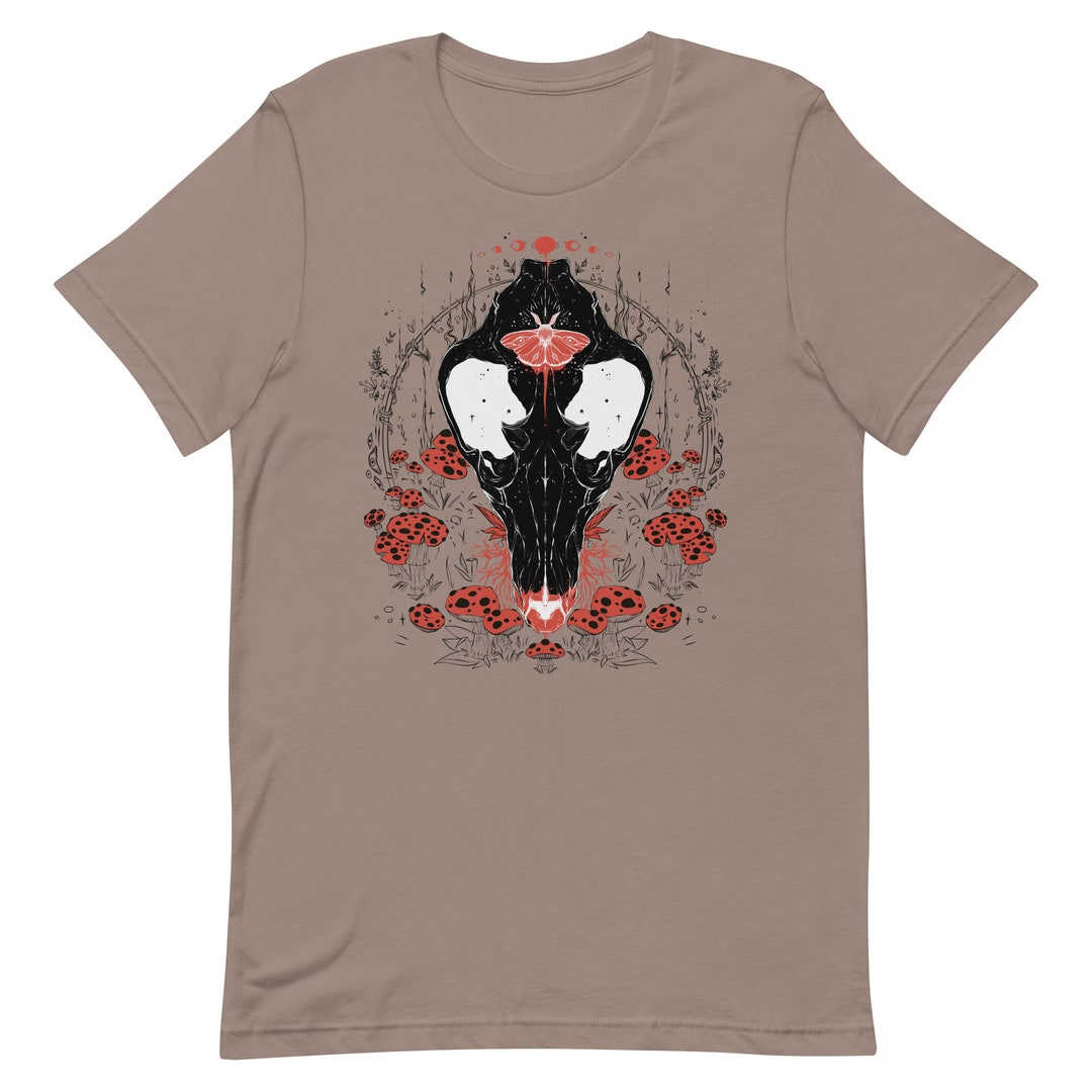 Canis Lupus Wolf Skull and Mushroom Unisex T-shirt, Goblincore Shirt ...