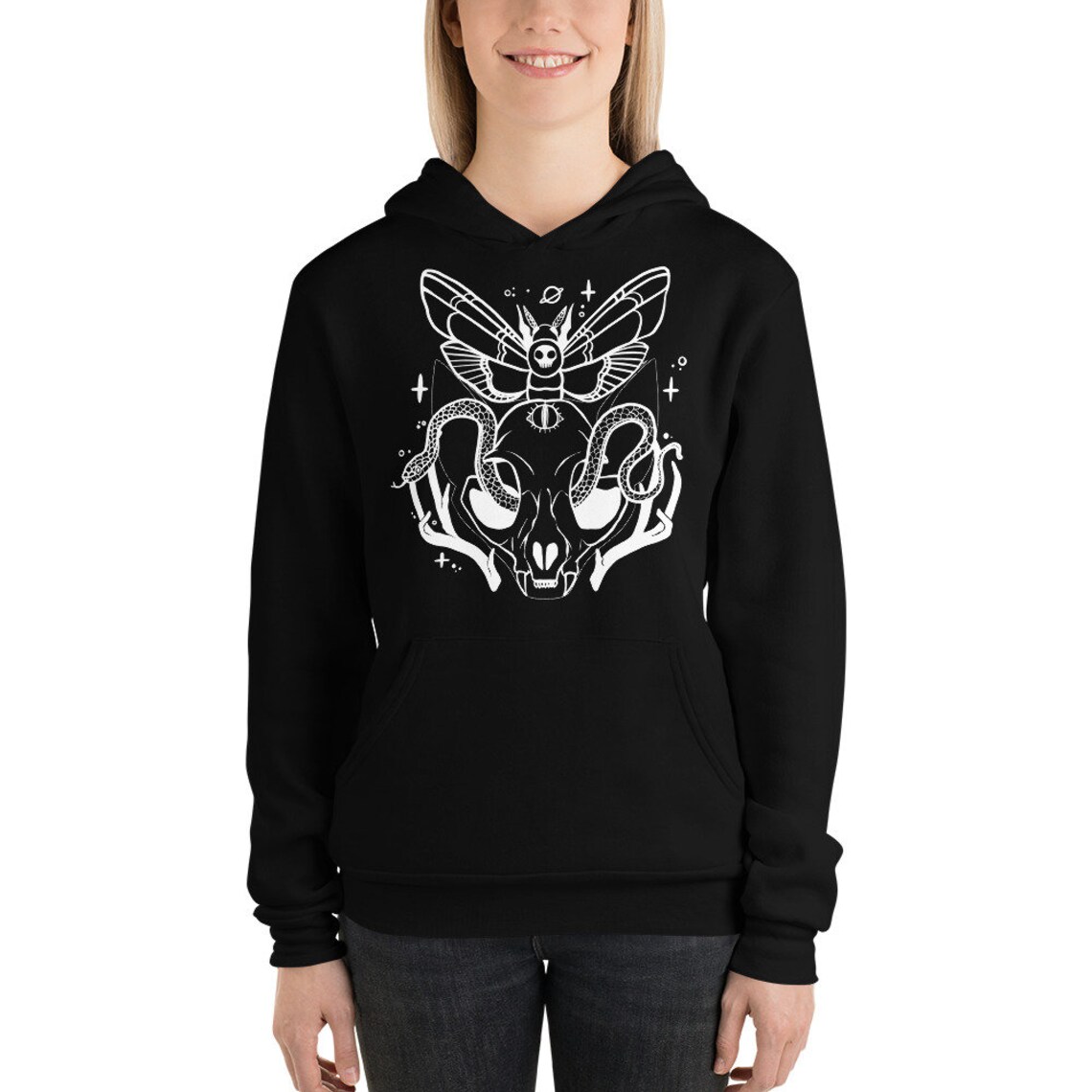 Cat Skull Death Head Moth Antlers Snake Sweatshirt Fleece - Etsy