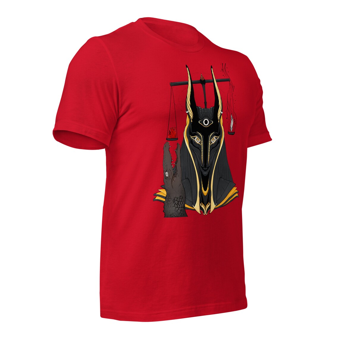 Anubis Egyptian God Red T-shirt, Ancient Egyptian Diety Graphic Tee ...
