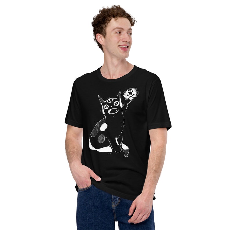 Strange Cat Shirt, Goth Clothing, Graphic Tee, Unisex Grunge Tshirt ...