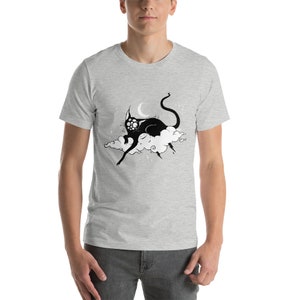 Strange Black Cat With Thundercloud Art T-shirt, Cute Graphic Tee - Etsy
