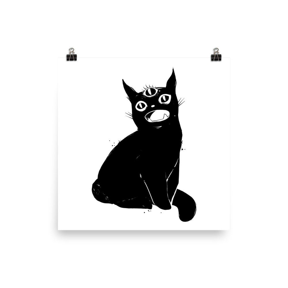 Third Eye Black Cat Art Print Poster, Creepy Cute Kawaii Artwork - Etsy