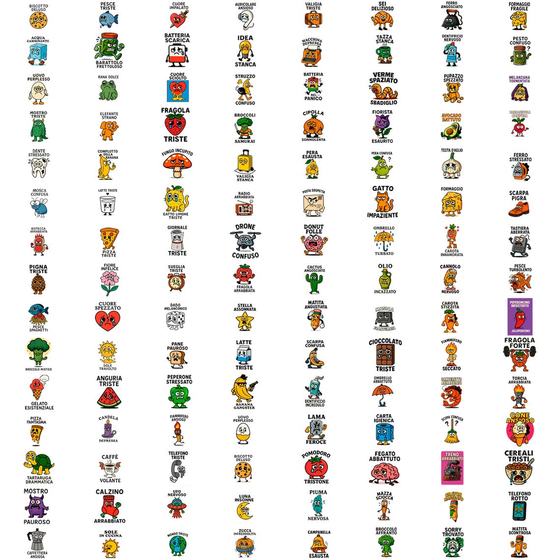 Brainrot Italian Bundle | 120 Cute Cartoon Characters PNG | Kawaii ...