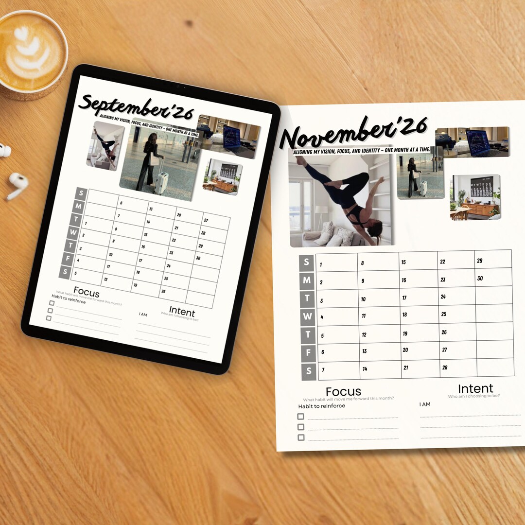 2026 Vision Board Calendar Template | Goal Aligned Monthly Planner ...