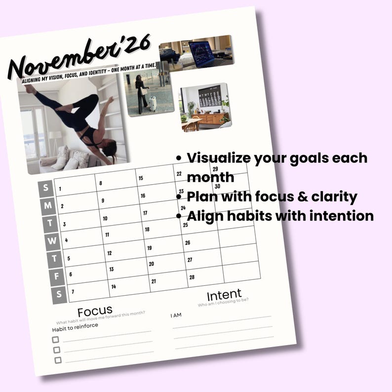 2026 Vision Board Calendar Template | Goal Aligned Monthly Planner ...