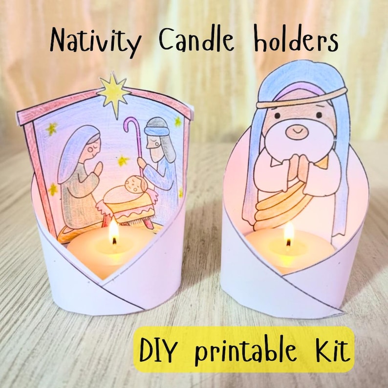 Printable Christmas Nativity DIY Candle Holder Craft, Sunday School ...