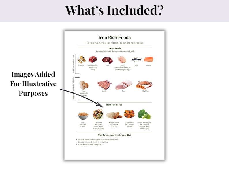 Iron Rich Foods List | Infographic | Instant Download | Printable PDF ...