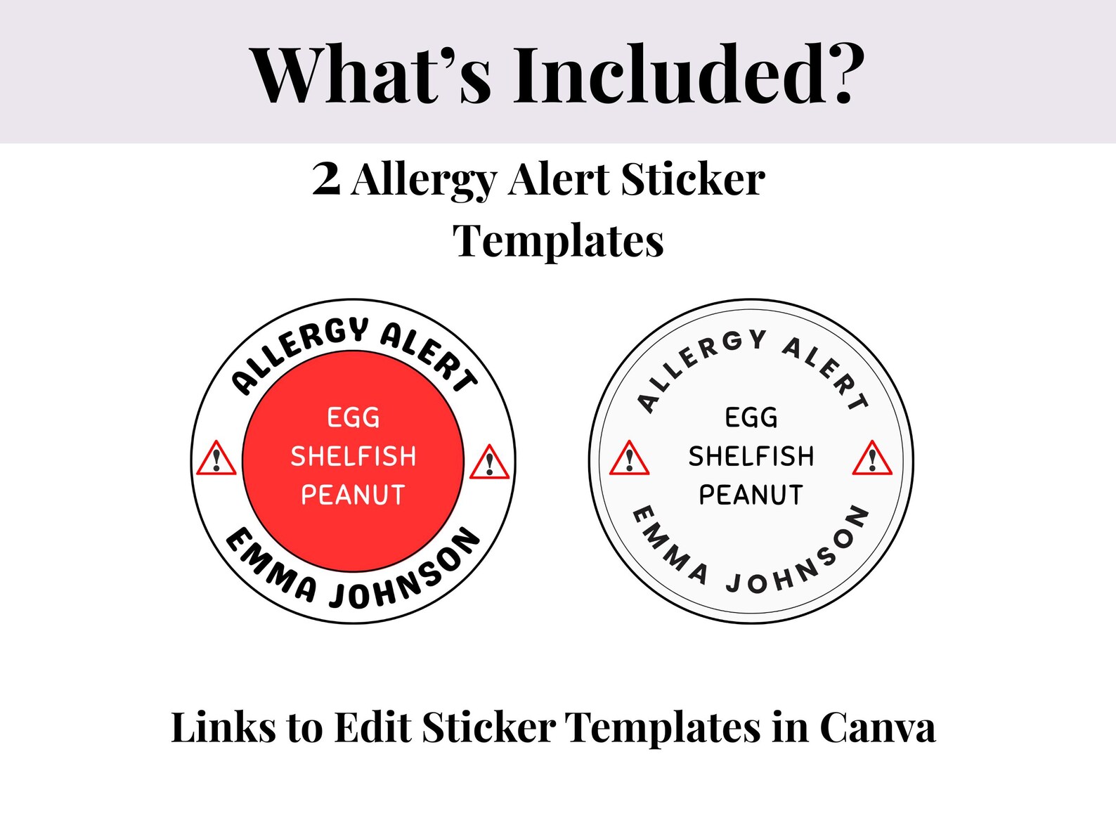 Editable Allergy Alert Stickers | Editable in Canva | Digital Download ...