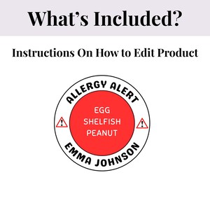 Editable Allergy Alert Stickers | Editable in Canva | Digital Download ...