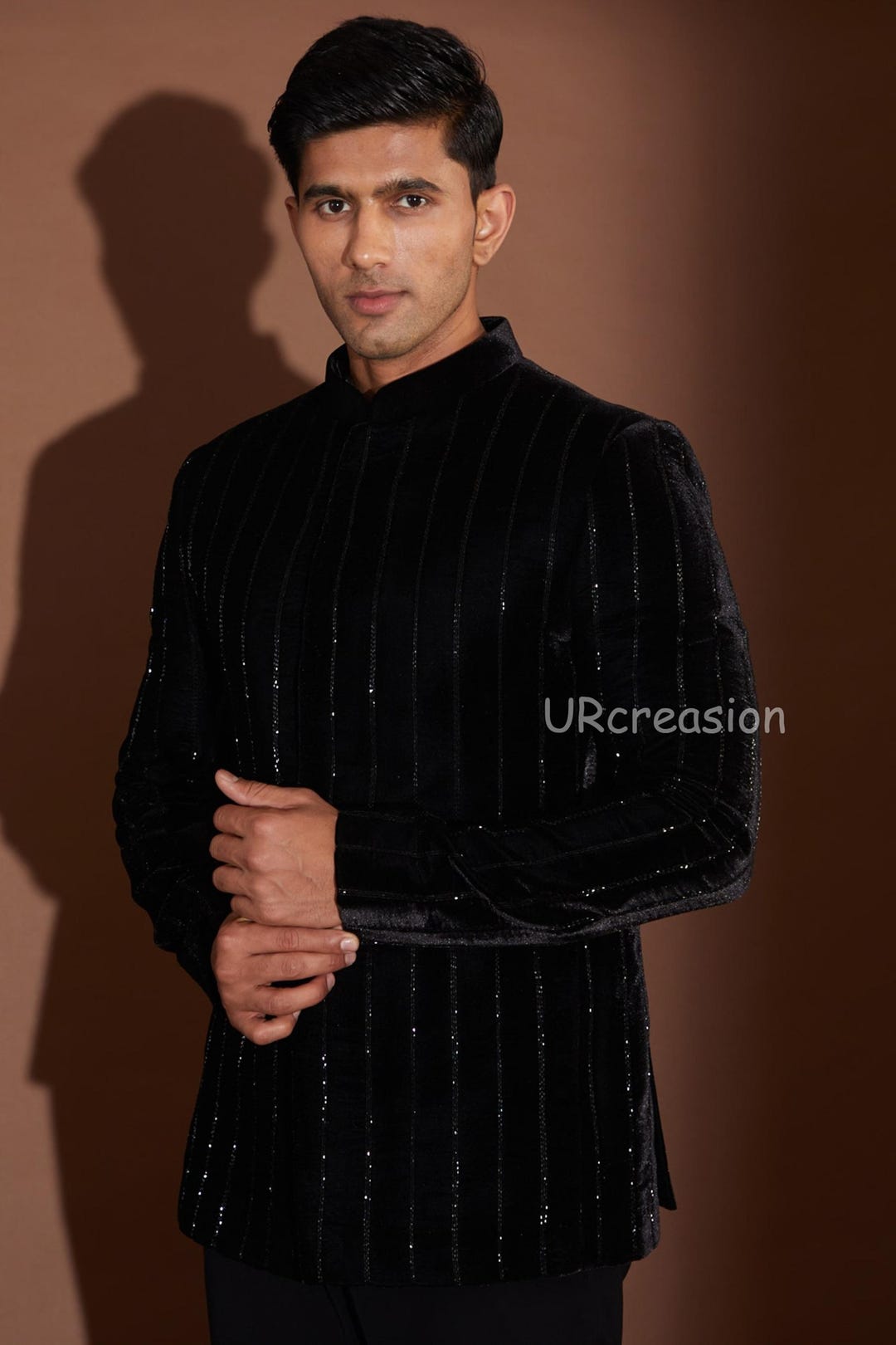 Sparkling Black Jodhpuri Suit Men, Handcrafted Sparkling Work, With ...