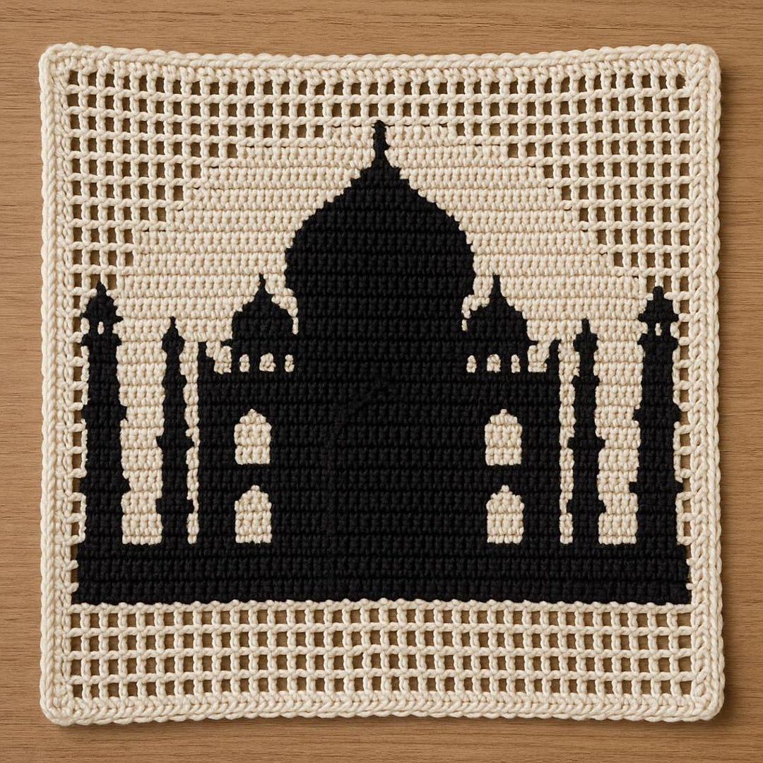 Taj Mahal Crochet Silhouette Wall Art | Unique Crochet Home Decor | Taj ...