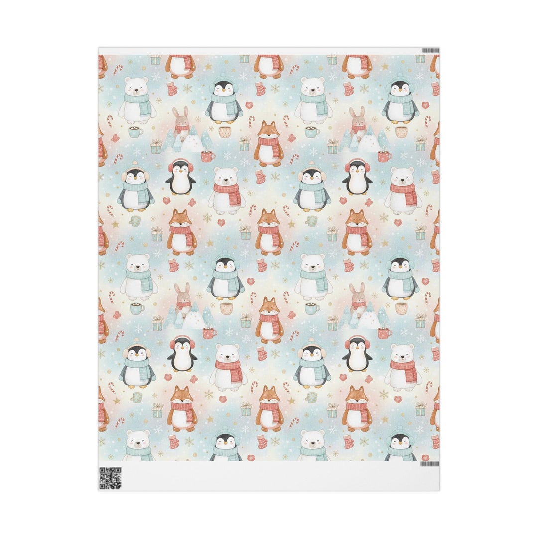 Winter Animals Pattern Gift Wrap | Holiday Wrapping Paper - Etsy