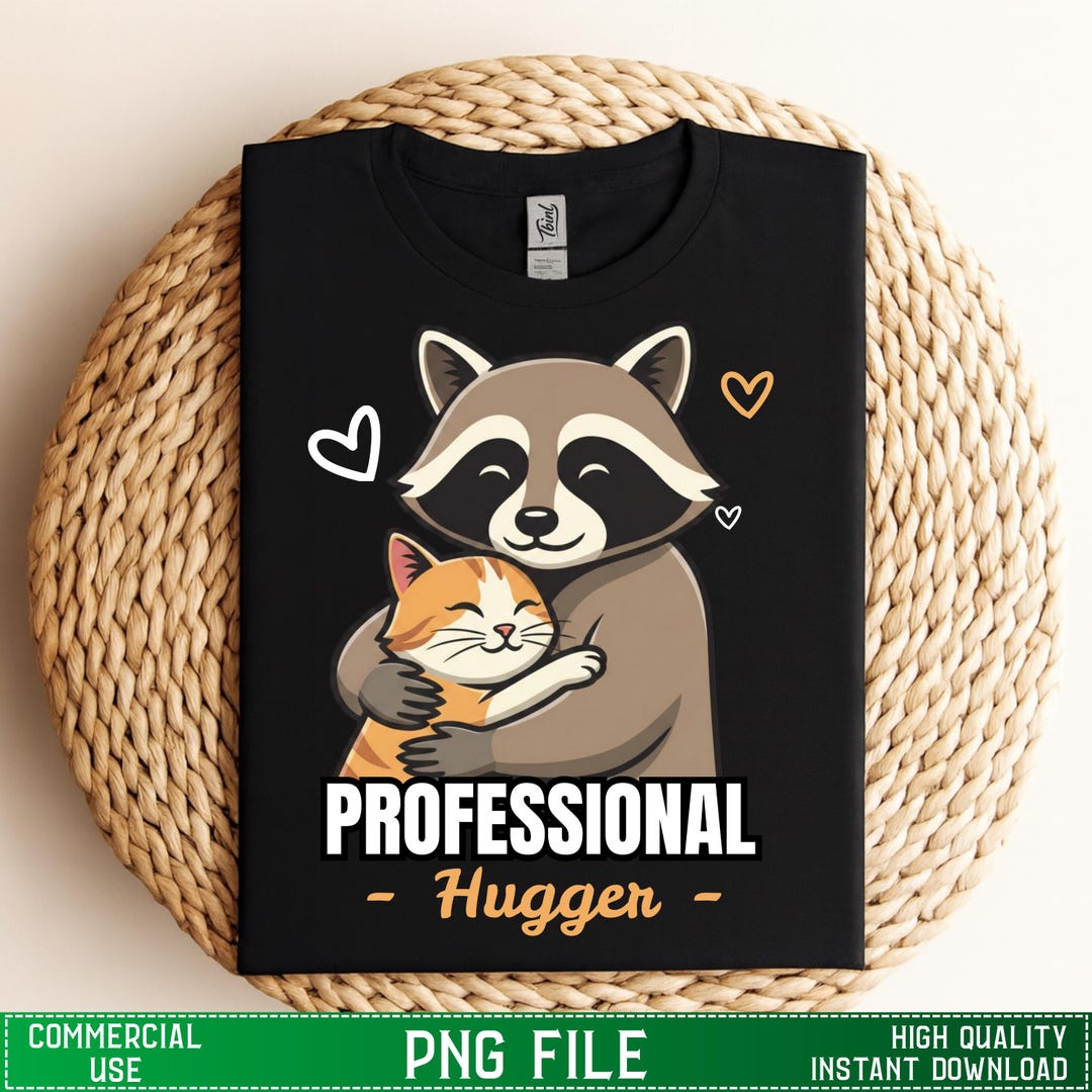 Professional Hugger Png Design, Funny Raccoon Hugs Hugging Cat, Free ...