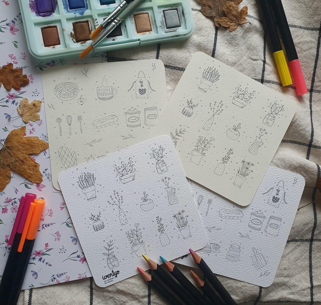 Carte à Colorier Carré - Cosy Créatif - Etsy