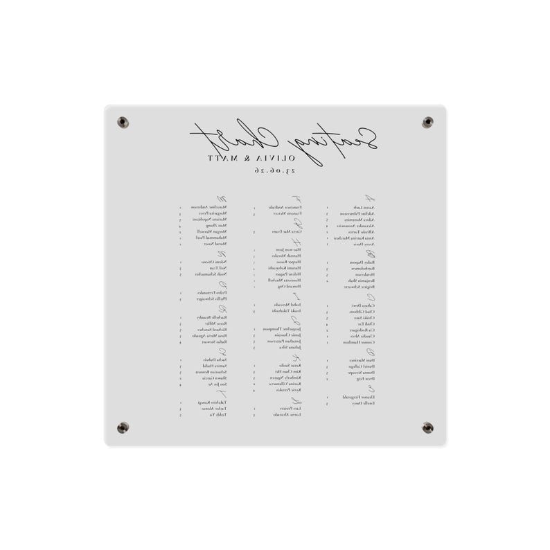 Acrylic Seating Chart Wall Panel Modern White Wedding Table Sign With ...