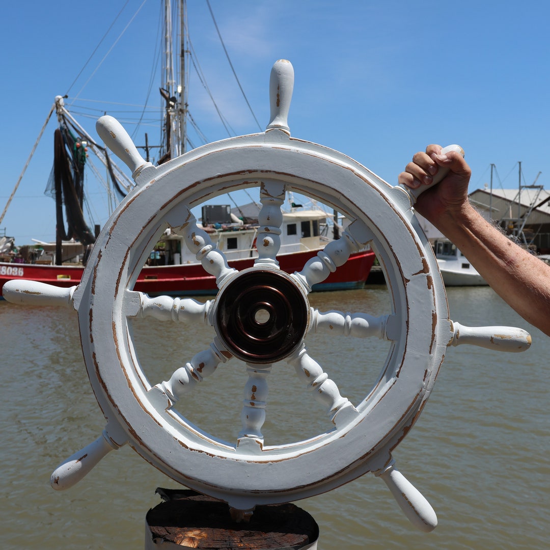 SHIPS WHEEL / Large Wooden Ships Helm / Sailors Home Decor / Fathers ...