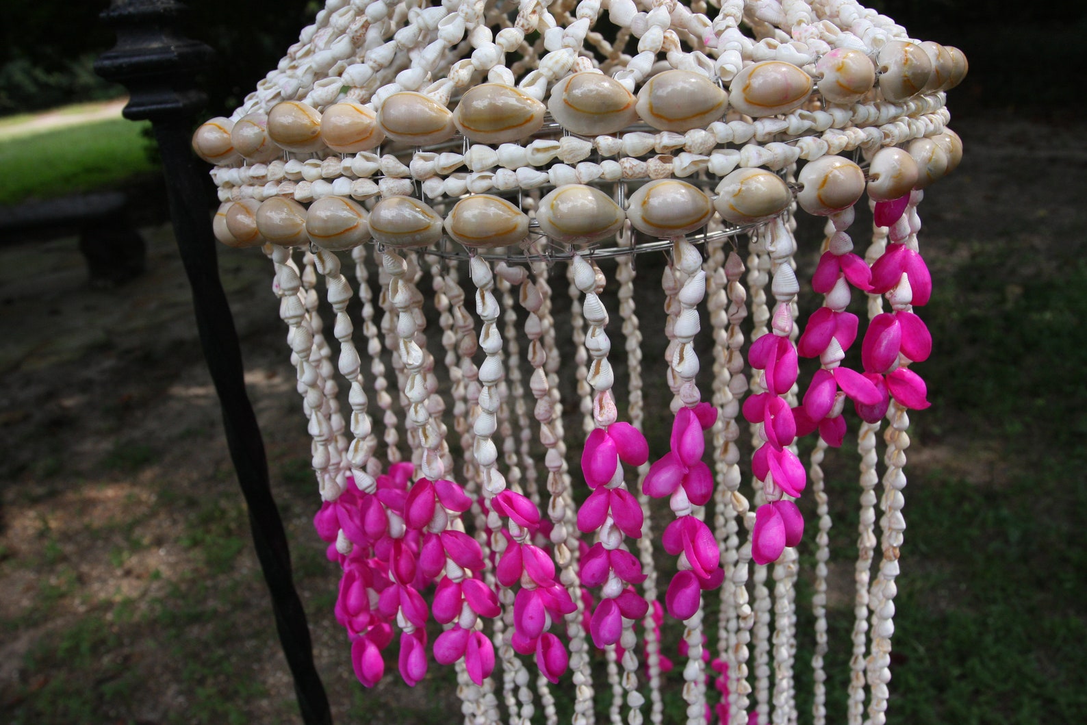 Bold Pink And White Cascading Large Spiral Wind Chime Spring | Etsy