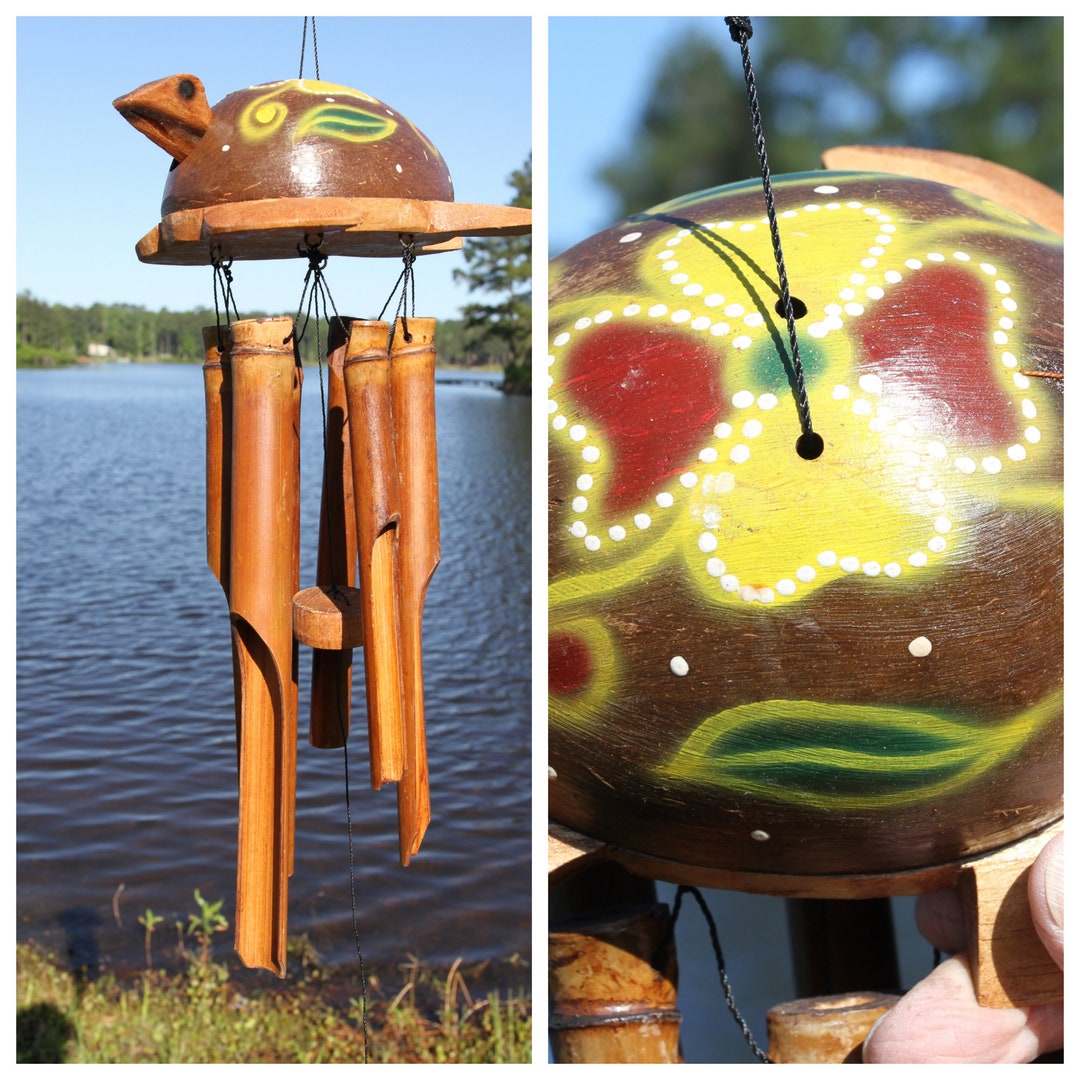 New Bobbing Head Turtle Wind Chime, Bamboo, Turtle Decor, Beach ...