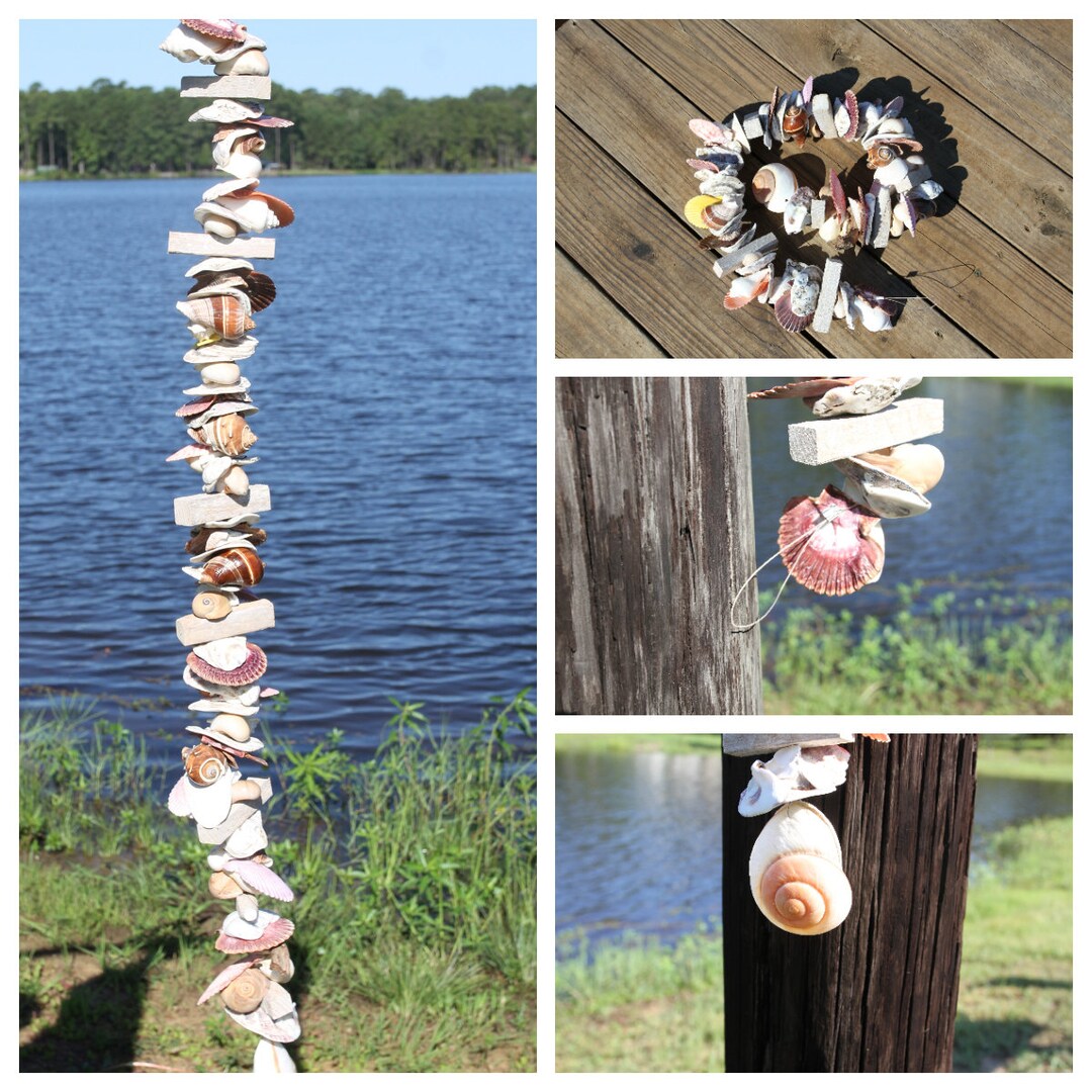 40 Handcrafted Beach Seashell Garland Real Seashells and Driftwood USA ...