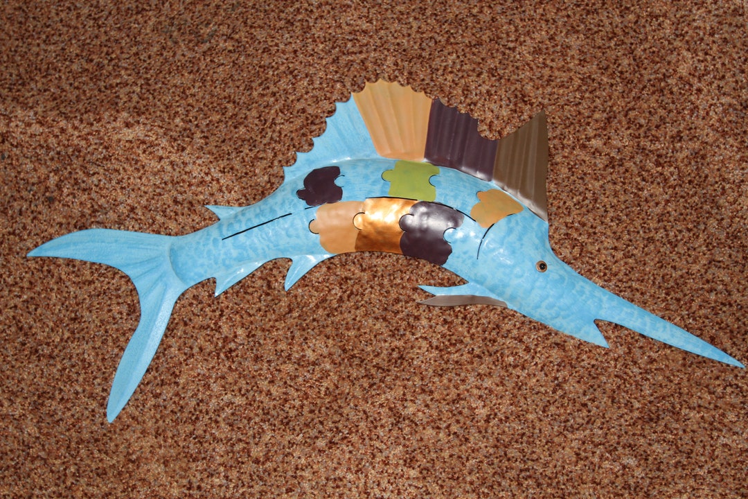 Large Enameled Tin Swordfish Wall Hanging, Anglers Gift, Free Shipping ...