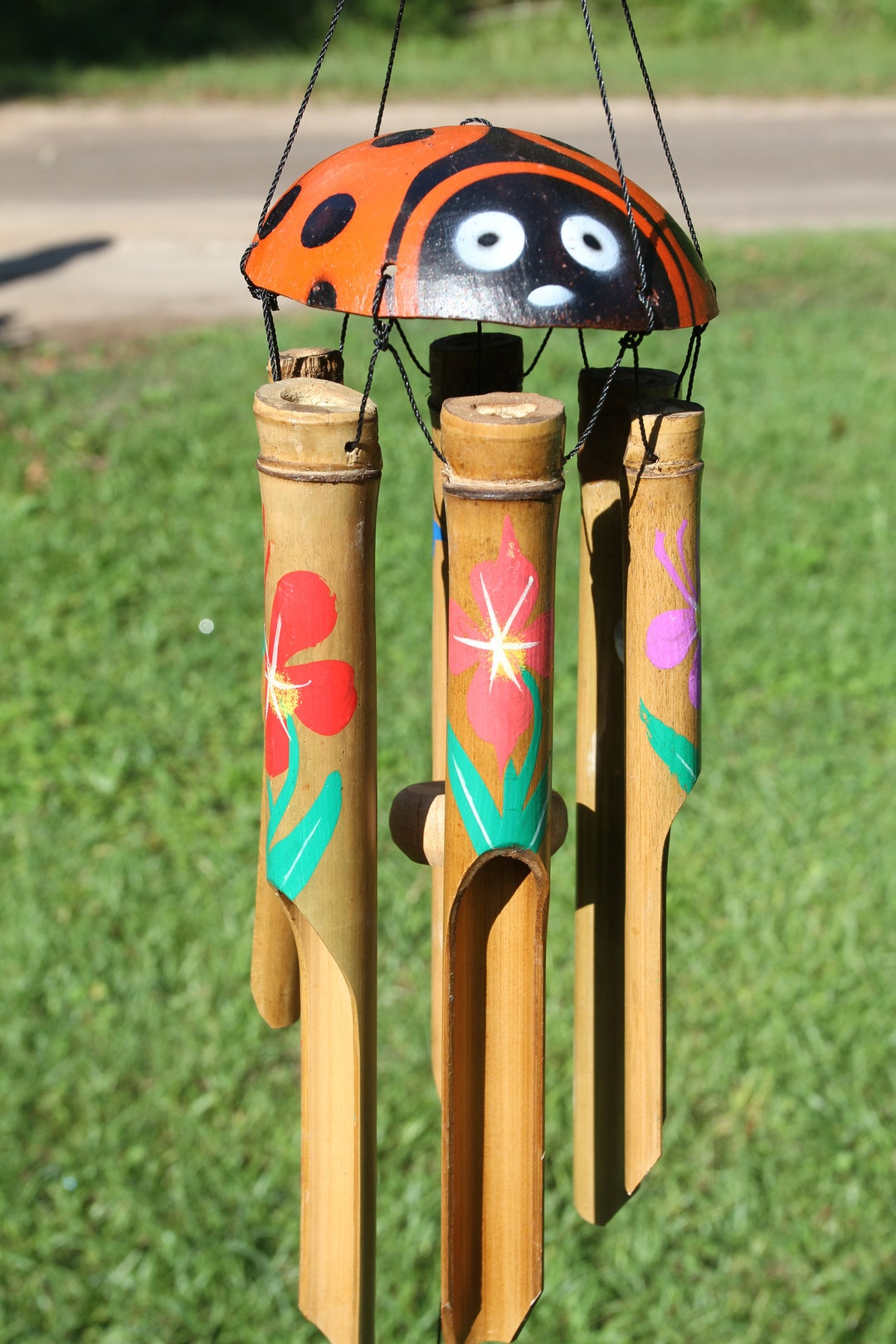 Cute Ladybug garden Friend Bamboo Wind Chime - Etsy