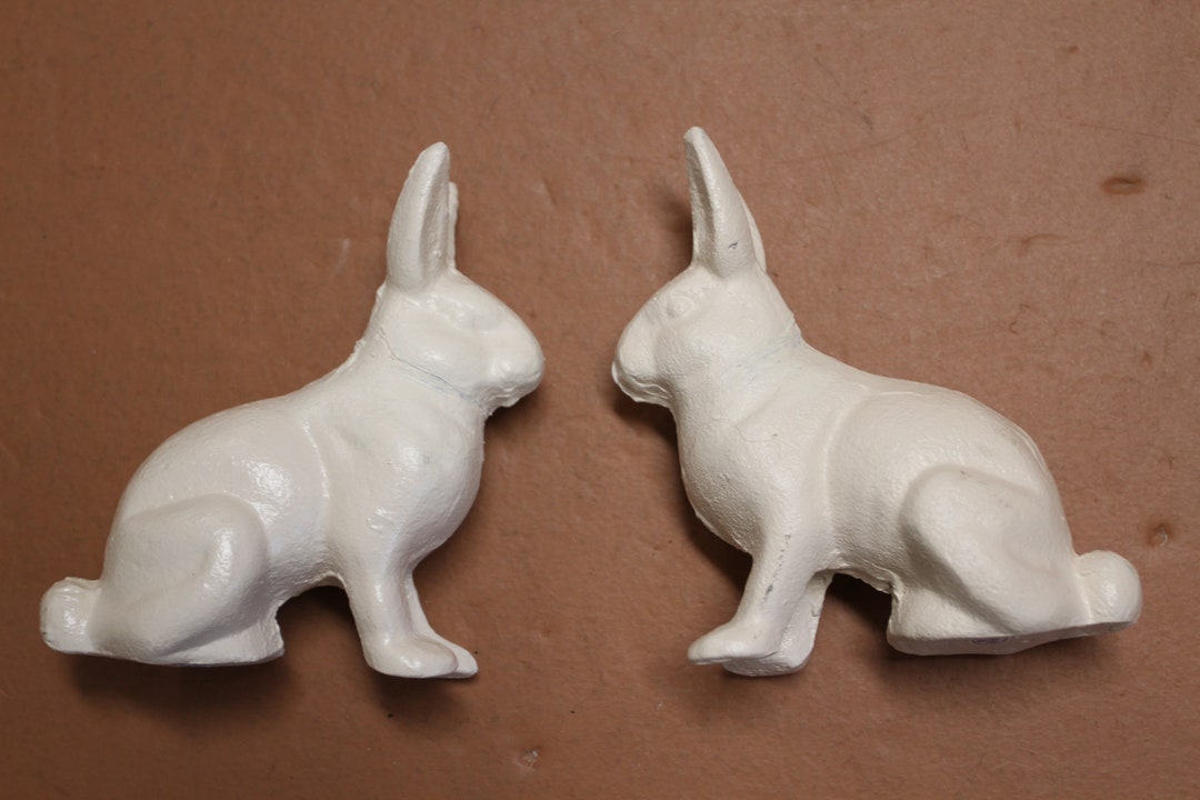 All White Cast Iron Rabbit Craft Supply Easter Gift Paintable Easter ...