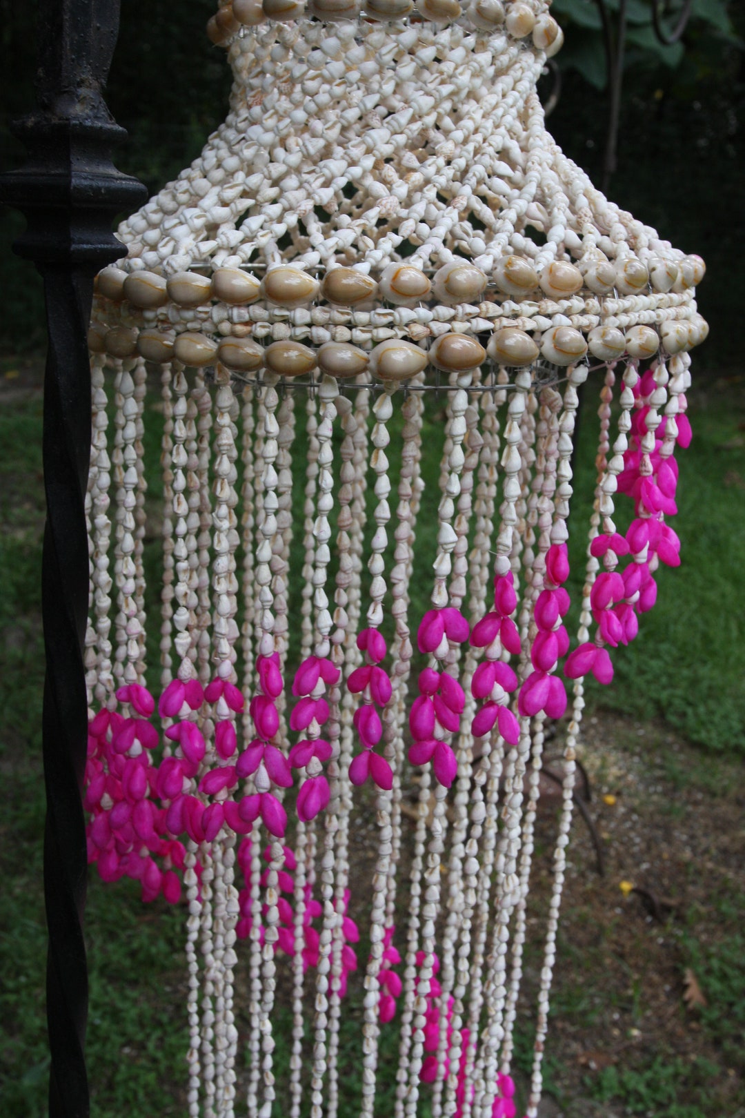 Bold Pink and White Cascading Large Spiral Wind Chime Spring - Etsy