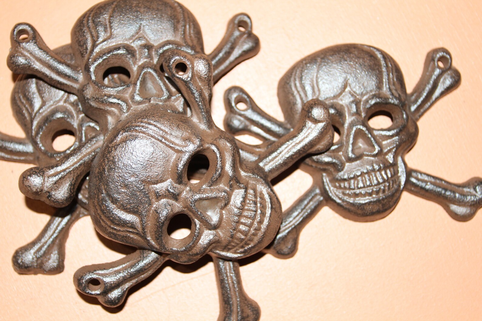 Skull Plaque Wall Decor Man Cave Decor Cast Iron Free Ship | Etsy