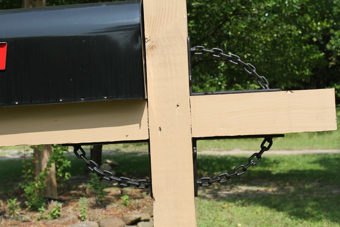 3pc Mailbox Bracket Chain Link Look Cast Iron Free Ship - Etsy