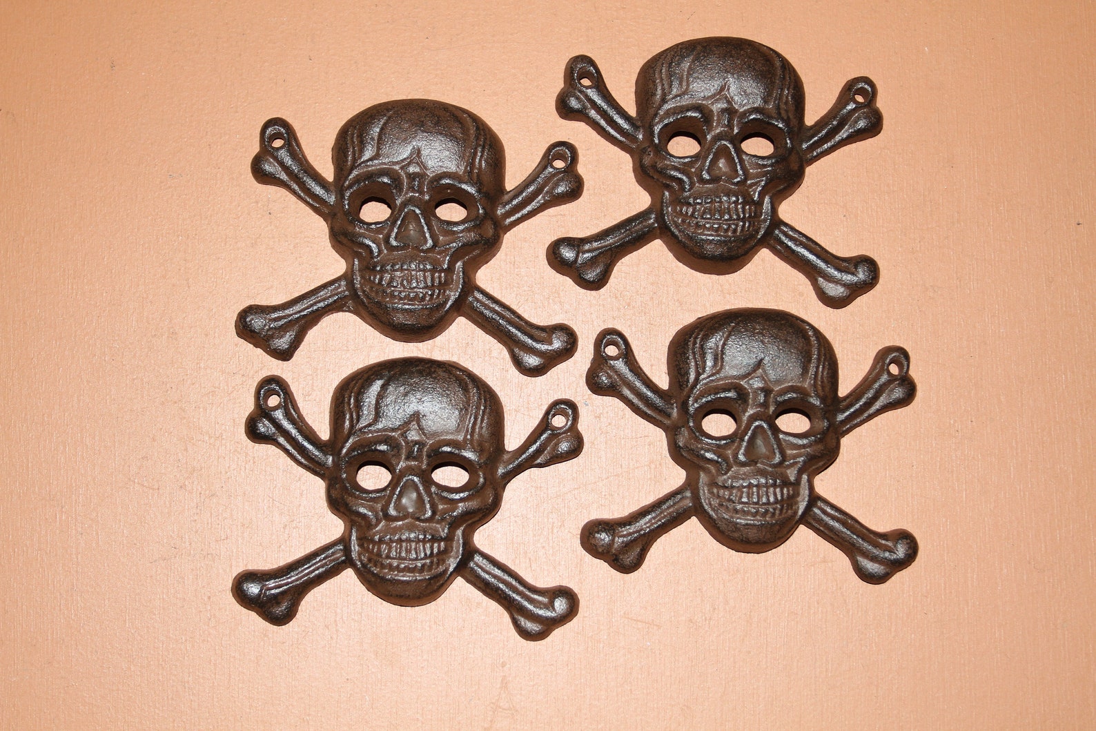 Skull Plaque Wall Decor Man Cave Decor Cast Iron Free Ship | Etsy