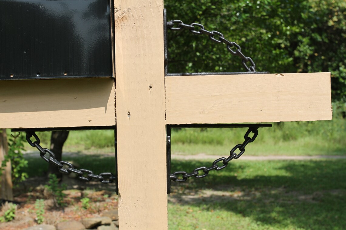 3pc Mailbox Bracket Chain Link Look Cast Iron Free Ship - Etsy