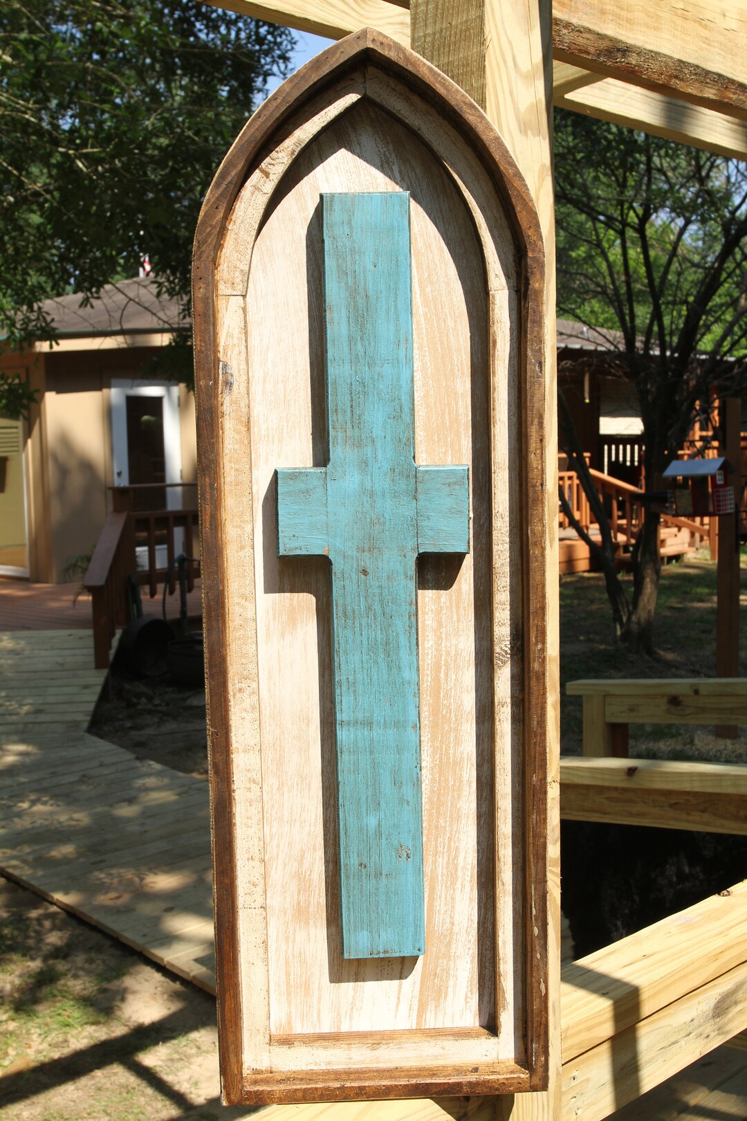 CROSS, Wood Shutters, Interior Wall Decor, Turquoise Cross, Country ...