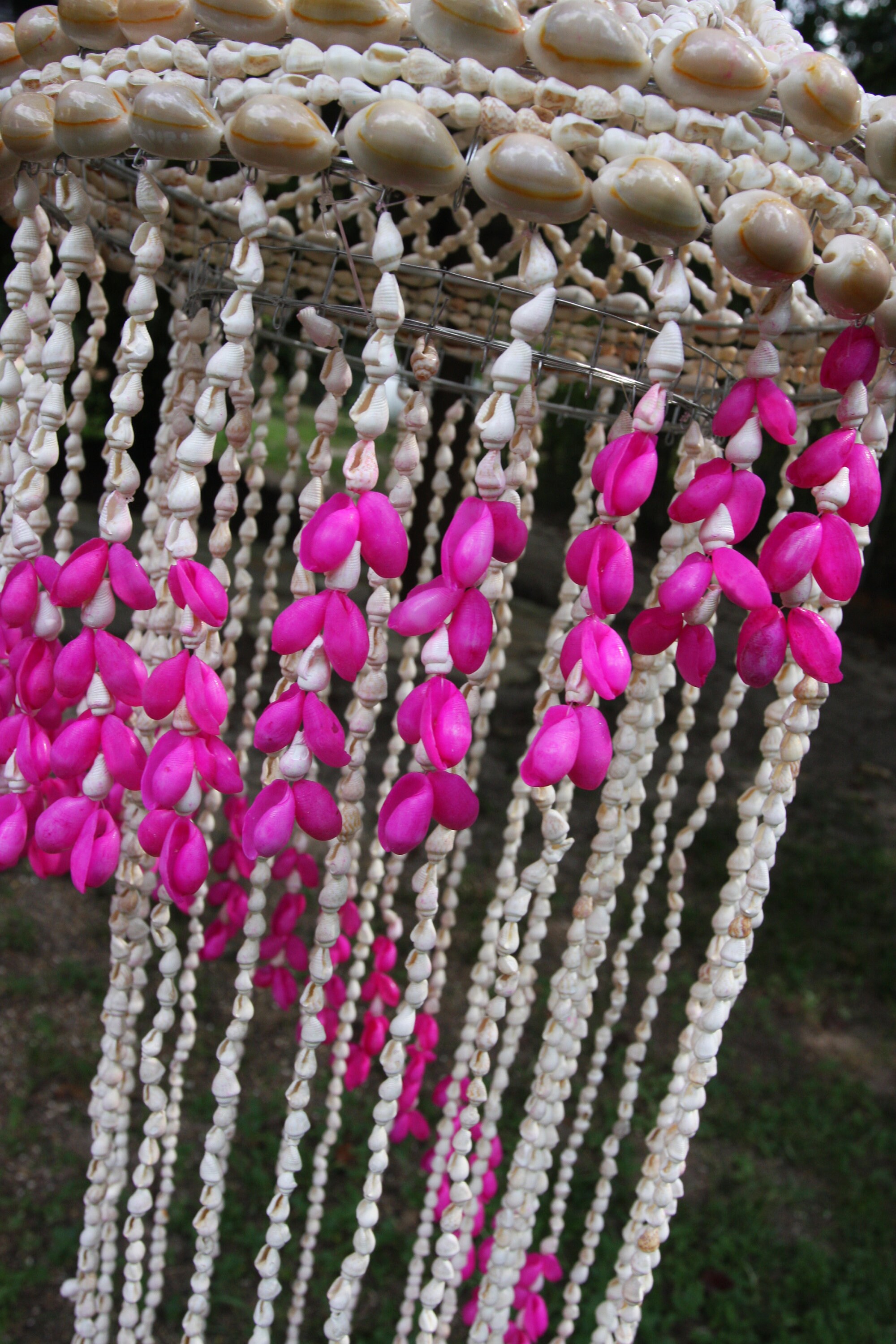 Bold Pink And White Cascading Large Spiral Wind Chime Spring | Etsy