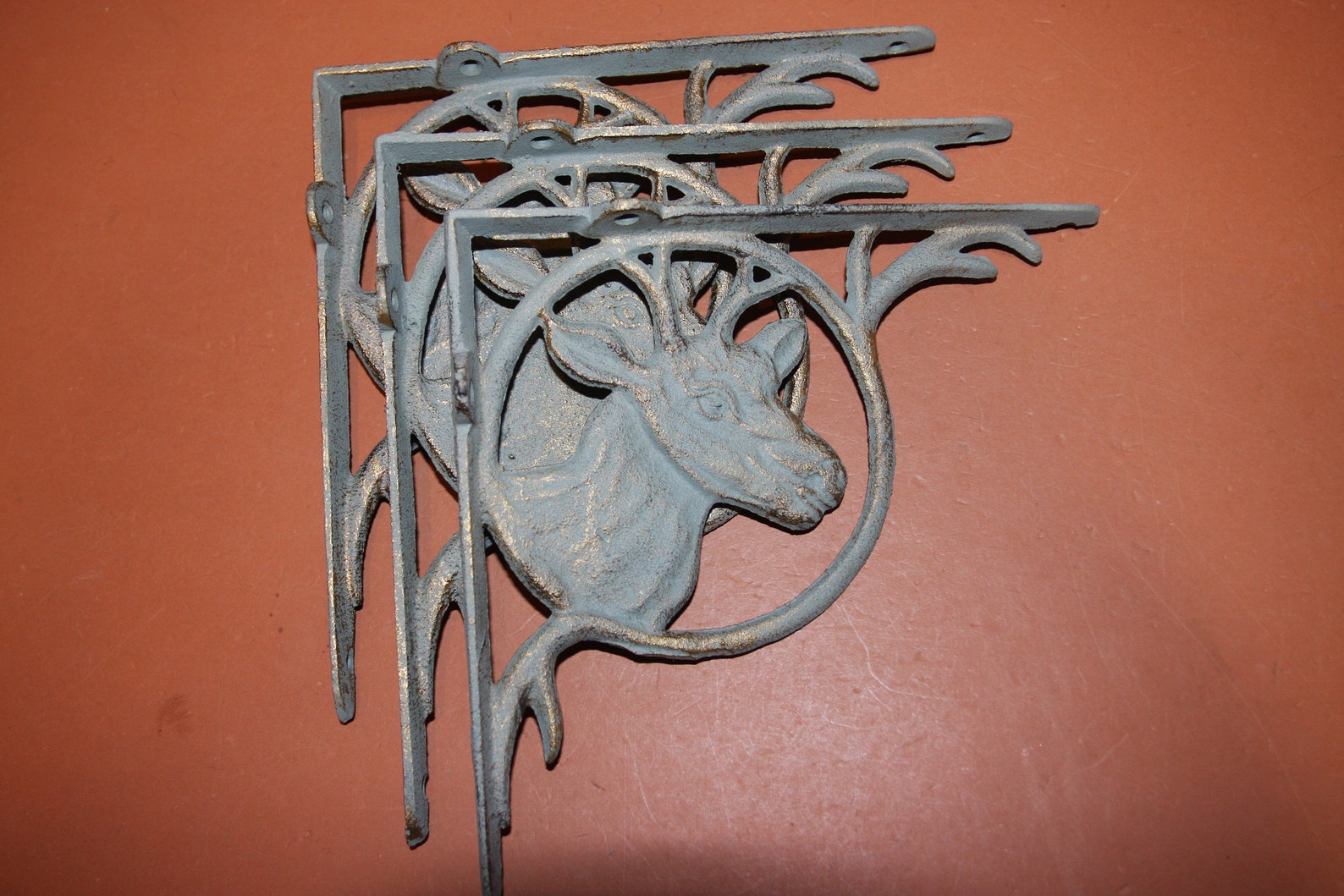 Antique-look Deer Head Shelf Brackets Free Ship Bronze-look | Etsy